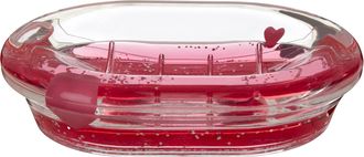 Premier Housewares 1601656 Seifenschale aus Acryl mit schwebenden Herzen, transparent/rot, 10 x 14 x 3 cm