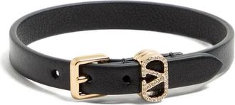 Valentino Garavani bracelet en cuir à boucle - Noir