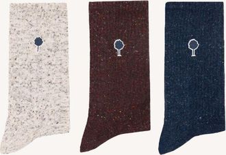 Faguo Lot de chaussettes x3 bleu marine & rouges coton - SPORT SOCKS