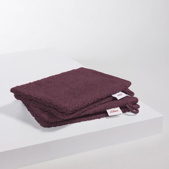 s.Oliver 4 TLG Waschhandschuh Set - 100% Baumwolle, 600 g/m², weich & angenehm, 4X Waschlappen Burgundy
