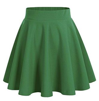 Dresstells Mini-jupe trap&egrave;ze pliss&eacute;e pour femme, forme &eacute;vas&eacute;e, style basique, polyvalente et extensible, vert, XX-Large
