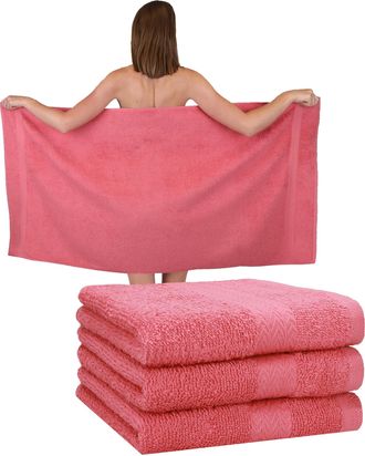 Betz 4 St&uuml;ck Strandt&uuml;cher Duscht&uuml;cher Set Gr&ouml;&szlig;e 70x140 cm Duschhandtuch Badetuch Strandtuch Handtuch Premium 100% Baumwolle Farbe Himbeere