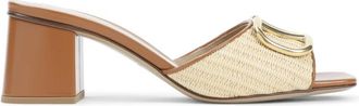 Valentino Garavani Femme, Chaussures, Beige, Taille: 39 1/2 EU Sandales Slides en coton