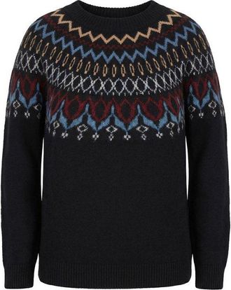 Ulla Popken Strickpullover Norweger-Pullover Rundhalsausschnitt Langarm