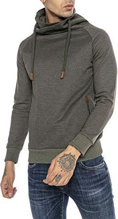 Red Bridge Pull pour Homme avec col châle Sweatshirt en Coton avec col Haut Vert S
