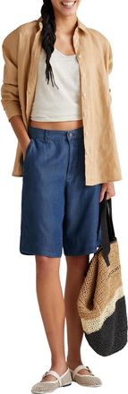 Benetton Damen Bermuda 4khnd9020 Shorts, blau, 38 cm