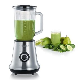 Severin Blender avec R&eacute;cipient en Verre, 1 L, env. 500 W, SM 3734, Inox/Noir