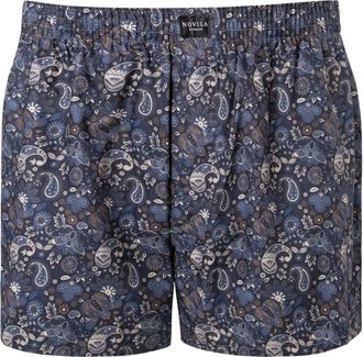 Novila Herren Boxershorts blau Reine Baumwolle Gemustert