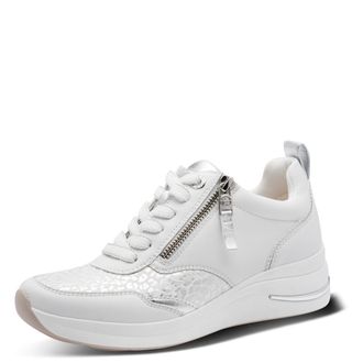 Tamaris Comfort Damen Sneaker flach mit Schn&uuml;rsenkeln mit Rei&szlig;verschluss, Wei&szlig; (White Nappa), 39 EU