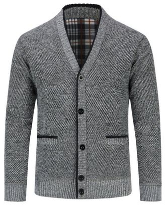 AlltheMen Cardigan Herren Strickjacke mit V Ausschnitt Grobstrick Cardigan mit Kn&ouml;pfen
