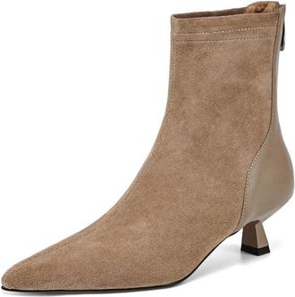 SJJH Bottes de cheville pour femme Fermeture &eacute;clair arri&egrave;re | Bottes &eacute;l&eacute;gantes en dentelle, parfaites pour les loisirs, talon de 4,5 cm, confortable, Aprik