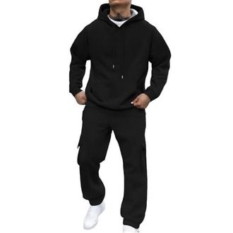 Generic Surv&ecirc;tement pour homme - 2 pi&egrave;ces - Style d&eacute;contract&eacute; et &eacute;l&eacute;gant - Avec cordon de serrage - Sweat &agrave; capuche et pantalon de surv&ecirc;tement - Chaud pour lh