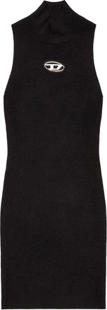 Diesel Femme, Robes, Noir, Taille: 38 FR Robe Noire à Col Montant Côtelée