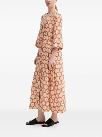 Marc O'Polo robe longue ceinturée à fleurs - Orange