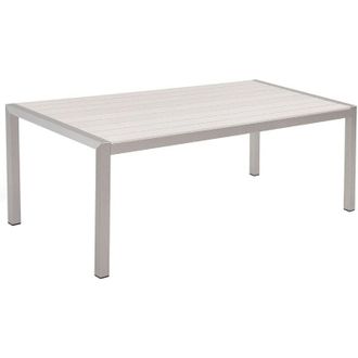 Beliani Table de Jardin 180 x 90 cm en Bois Composite et Aluminium Blanc et Argent&eacute; Vernio