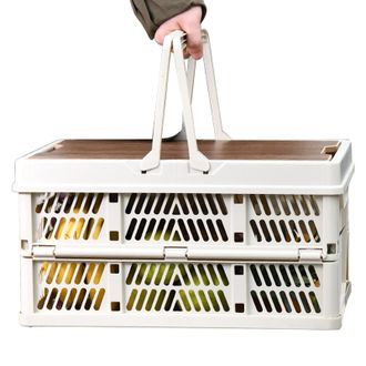 Generico Camp Box Faltbarer Aufbewahrungskorb, stapelbarer Organizer-Korb, robustes Griff-Design, abnehmbarer Deckel, langlebig, tragbare Aufbewahrung f&uuml;r Auto