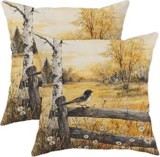 Generic Herbstschwalbenvogel Kissenbezug Atmungsaktiv Kissenh&uuml;lle Weich Sofakissen F&uuml;r Bett Heimdekoration B&uuml;ro 45X45Cm 2Er Set