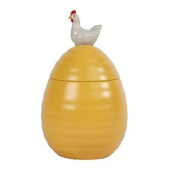 Sagaform Ellen Aufbewahrungsdose Ei mit Deckel und Henne aus Steingut in der Farbe Gelb, Sp&uuml;lmaschinenfest, 60cl, 5018450