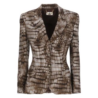 Elisabetta Franchi Femme, Vestes, Brun, Taille: 40 FR Veste Imprim&eacute; Alligator