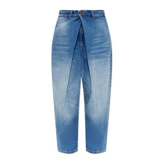 Balmain Femme, Jeans, Bleu, Taille: 38 FR Jean barrel Jambes en Denim
