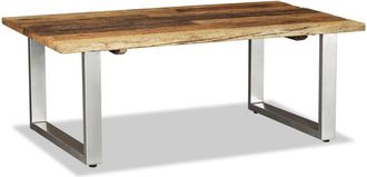 Generic Vintage-Couchtisch aus Holz, Massives Altholz, 100 X 60 X 38 cm, Handgefertigt mit Schmiedeeisernen Beinen, Poliert und Lackiert, Einfache Montage, Ei