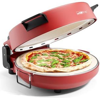 Clatronic Pizzaofen | 350&deg;C | italienische Steinofen Pizza zu Hause | Pizzaofen elektrisch | auch f&uuml;r Tiefk&uuml;hlpizzen | Pizza in unter 5 min. | Pizzamaker inkl. 