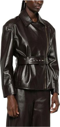 Max Mara Femme, Vestes, Brun, Taille: 40 FR Leather Outerwear Max Mara Studio
