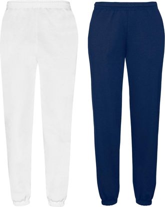Fruit Of The Loom Herren 2er Jogginghose Set Classic Elastic Leg Jog Pants M L XL XXL 3XL Verschiedene Farbsets & HLKauf-Block (1x Weiss, 1x Deep Navy & 1x HLKauf-Block
