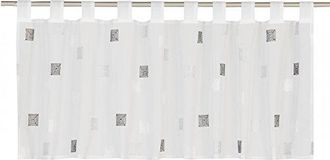 Elbersdrucke Bistrogardine Quadro 07, Scheibengardine 48x140cm, halbtransparent, Weiß-grau