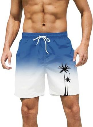 Generic Short de bain d&eacute;t&eacute; pour homme - Short de bain pour la plage, les vacances - Pantalon l&eacute;ger, bleu ciel, XXL