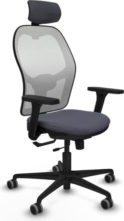 Piqueras y Crespo Ergonomischer gepolsterter Chorquera Stuhl mit 3D-Armen, h&ouml;henverstellbare Lendenwirbelst&uuml;tze und h&ouml;henverstellbares Kopfteil, Wei&szlig;/Dunkelgrau