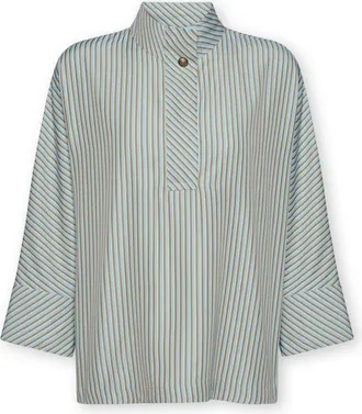 Elena Miro Femme, Blouses et Chemises, Bleu, Taille: 38 FR Blouse ample &agrave; rayures
