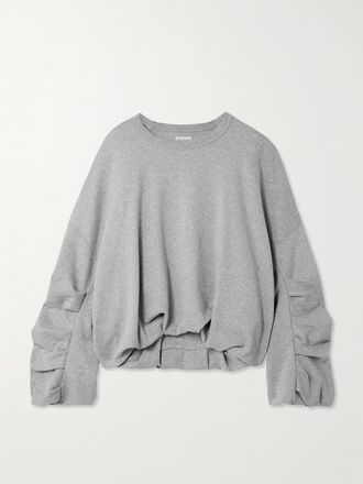 Dries Van Noten Oversized-sweatshirt Aus Baumwoll-jersey Mit Raffungen - Grau