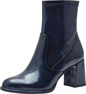 Tamaris Damen Absatzstiefelette Blockabsatz Vegan; NAVY PATENT, EU 42