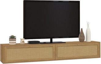 IDMarket Meuble TV 180 cm suspendu HANAE 2 portes effet naturel cannage