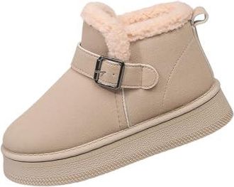 Generic Bottes dhiver chaudes et confortables &agrave; bout rond - Polyvalentes - Couleur unie - Doublure chaude - Boucle - Semelle &eacute;paisse - &Agrave; enfiler - Bottes dhiv