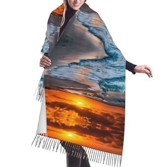 Generic Plage Au Coucher Du Soleil Femme Foulard Douce Ch&acirc;le Wrap Avec Gland &Eacute;charpe Pour Soir&eacute;e Mariage Cadeau Automne