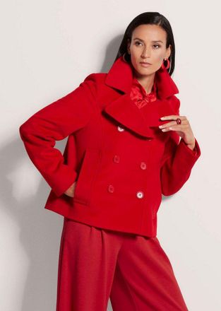 Madeleine Outdoorjacke Elegante Caban-Jacke mit Taschen Wolljacke Zweireihig mit Reverskragen und Taschen