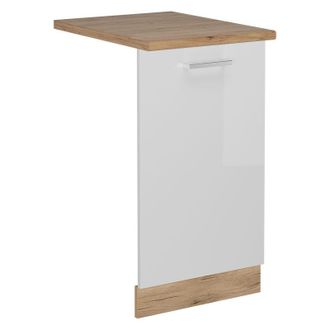 Vicco Panneau de lave-vaisselle R-Line, Blanc Haute brillance, 45cm, PT Ch&ecirc;ne, Vicco
