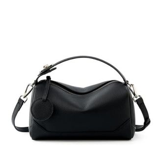 Generic Petit sac &agrave; bandouli&egrave;re en cuir v&eacute;ritable souple, sac &agrave; main l&eacute;ger avec sangle r&eacute;glable, sac &agrave; main &agrave; fermeture &eacute;clair, noir A