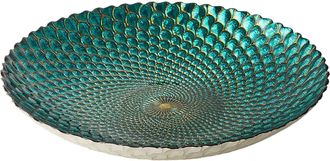 Anton Studio Designs Pfauenschale - Durchmesser 41 cm - Dekorative Glasschale für Heim- und Festtagsdekoration