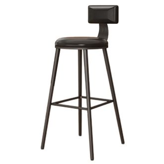 Generic Industrieller Barhocker mit R&uuml;ckenlehne aus PU-Leder, hoher K&uuml;chen-Fr&uuml;hst&uuml;cksstuhl mit schwarzen Metallbeinen, modern f&uuml;r Wohn-, Esszimmer und Partys