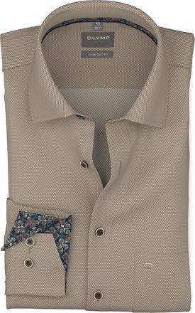 Olymp Herren Oberhemd Langarm 100184,Einfarbig,Comfort Fit 57,New Kent,Nougat 27,47