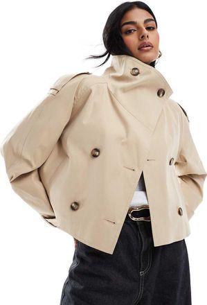 Asos Trench-coat court à col cheminée - Taupe-Neutral