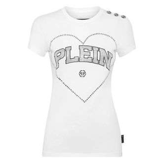 Philipp Plein Femme, Tops, Blanc, Taille: 42 FR T-Shirt Slim Fit Heart