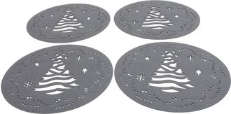 Angoily 4 St&uuml;ck Weihnachtstischsets mit Weihnachtsbaum Motiv rutschfeste Kratzfeste Platzsets f&uuml;r Weihnachtsfeier Tischdekoration Dunkelgrau