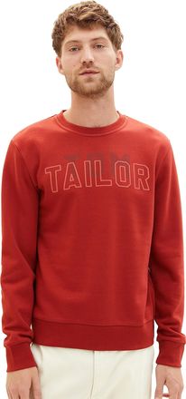 Tom Tailor Herren 1037806 Basic Crewneck Sweatshirt mit Logo-Print, 14302-velvet red, XL