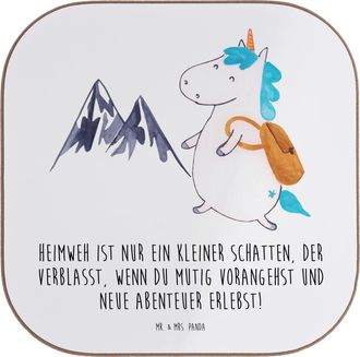 Mr. & Mrs. Panda Untersetzer für Gläser Heimweh überwinden Abenteuer erleben - Geschenk, Trost, Coaster, Zuversicht, Fernweh, Holzuntersetzer, Tischuntersetzer, Mut, V