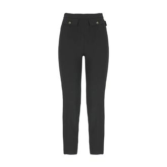 Elisabetta Franchi Femme, Pantalons, Noir, Taille: 42 FR Pantalon Noir avec Boutons Logo