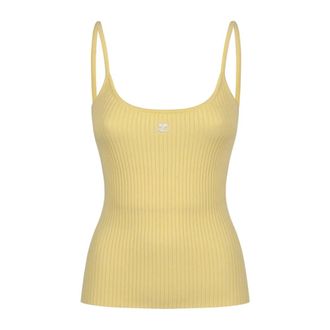Courr&egrave;ges Femme, Tops, Jaune, Taille: 38 FR Reediton Rib Knit Tank Top